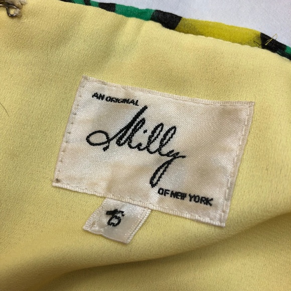 Milly | Dresses | Milly New York Green Yellow Silk Strapless Dress ...